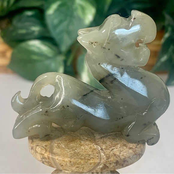 Handmade | Accents | Chinese Jade Dragon Pixiu Figurine Carved Mythical ...